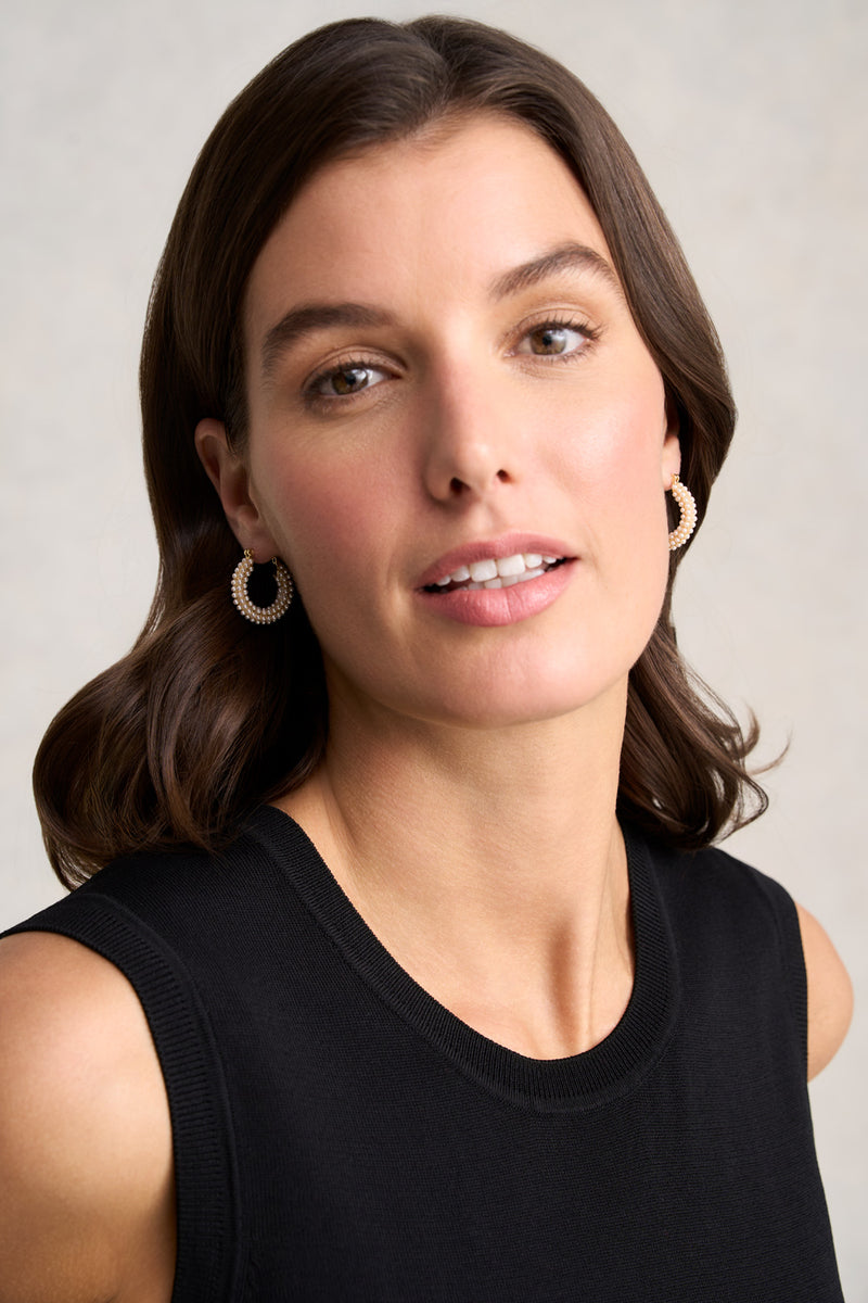 Pearl Hoops – Cream – Blue Illusion