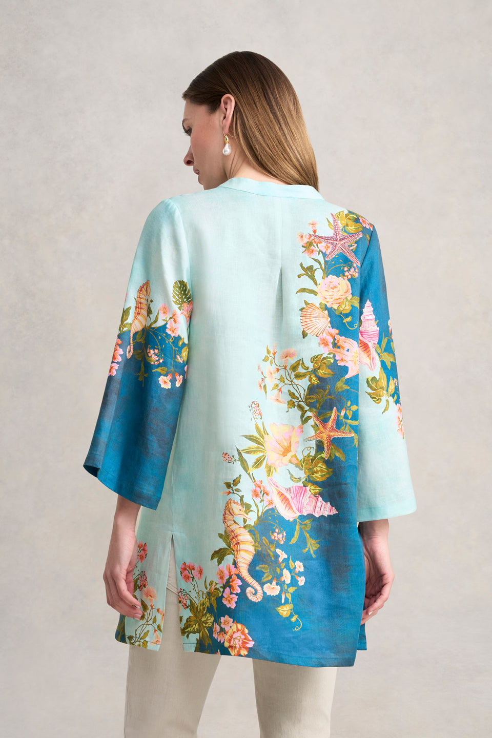 Border Placement Kaftan - Shell Print – Blue Illusion