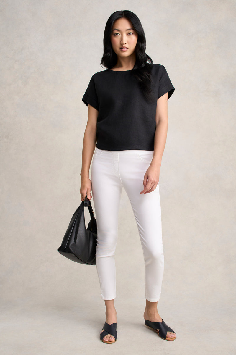 Linen Button Back Top - Black – Blue Illusion