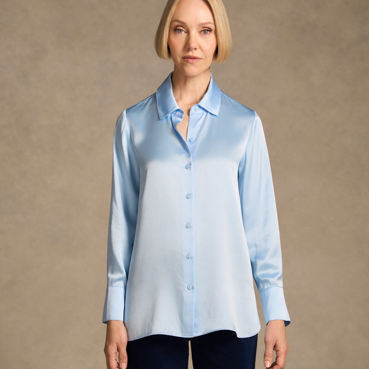 Stretch Silk Shirt - Arctic Blue – Blue Illusion