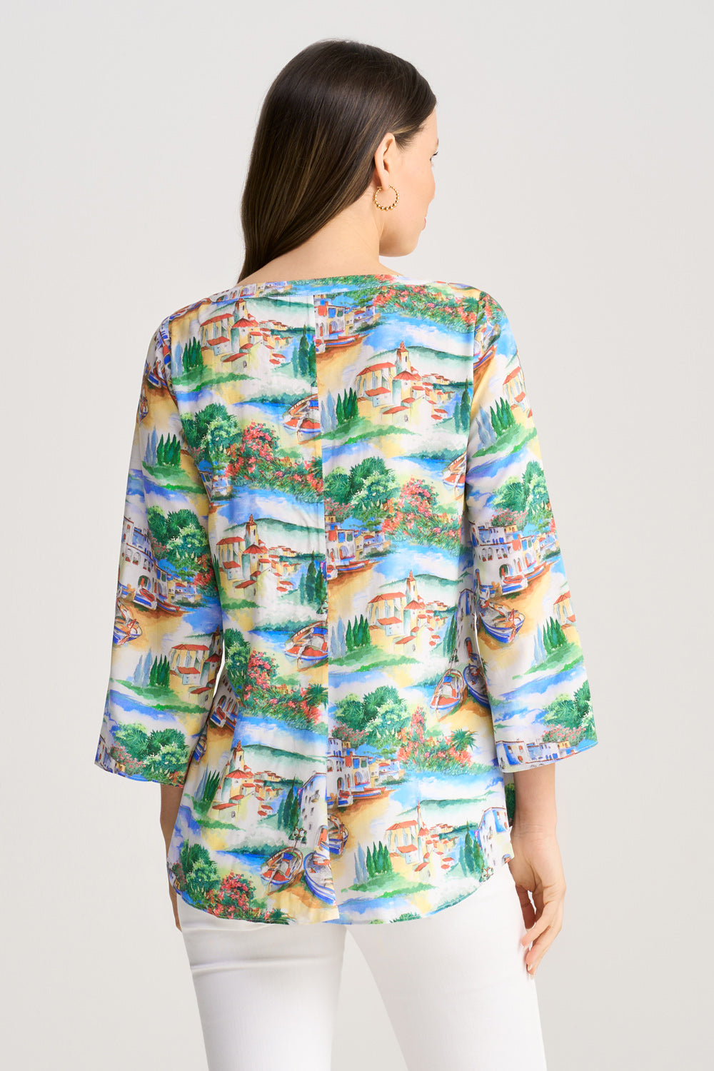 Swing Hem Tunic - Holiday Print - Blue Illusion