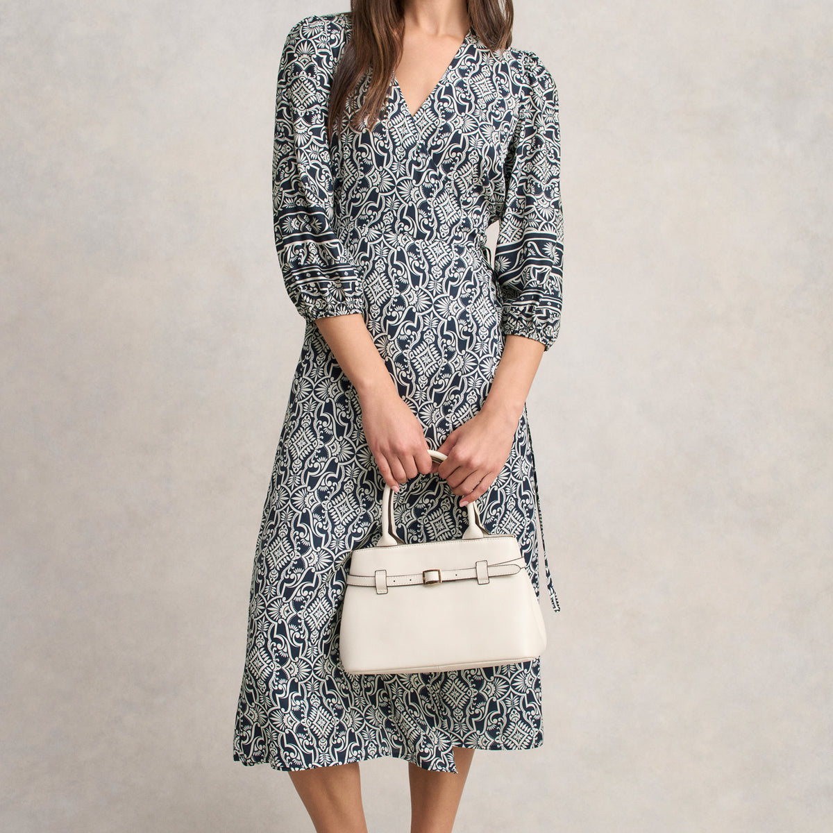 Printed Wrap Dress - Two Tone Print – Blue Illusion