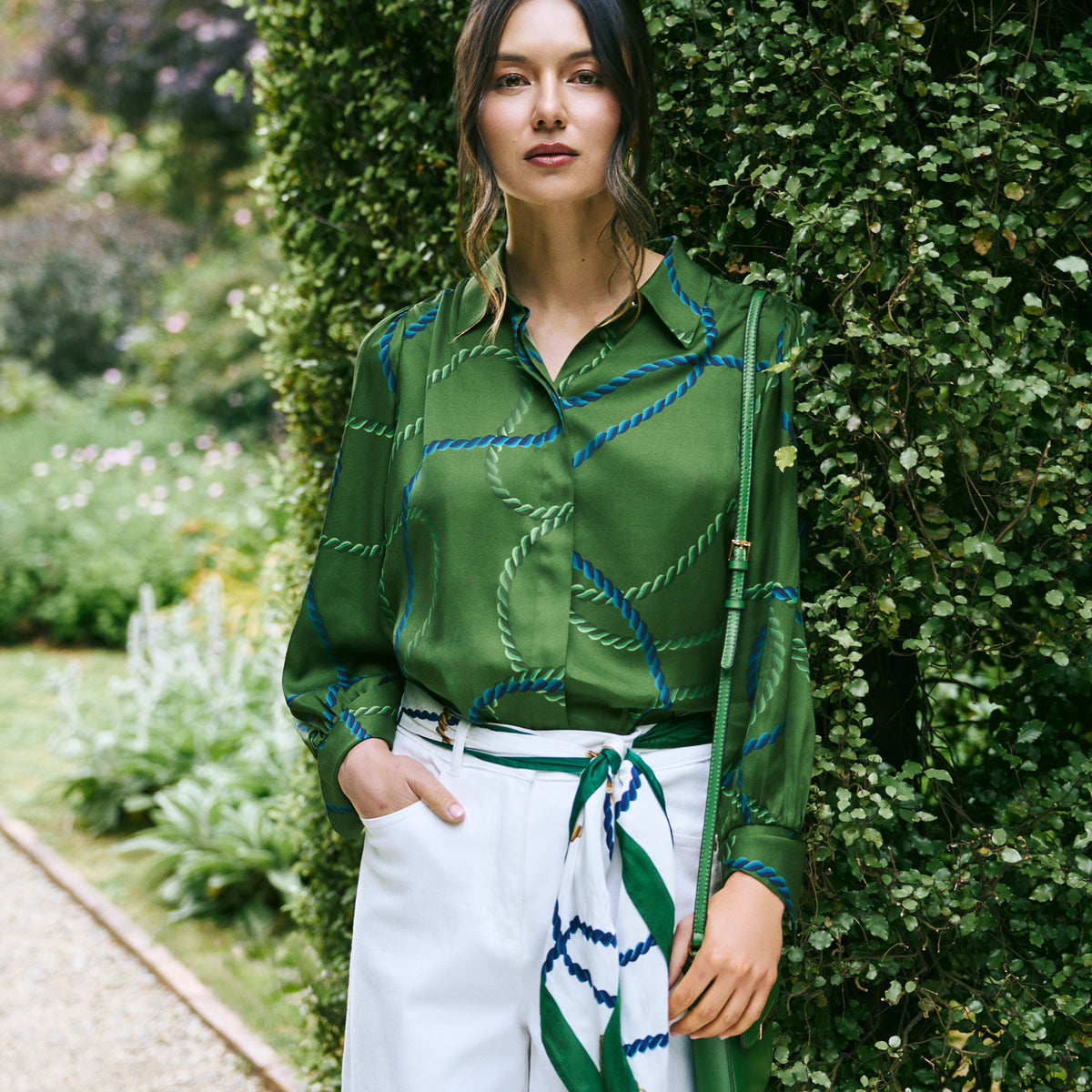 Blouson Sleeve Printed Shirt - Rope Print – Blue Illusion