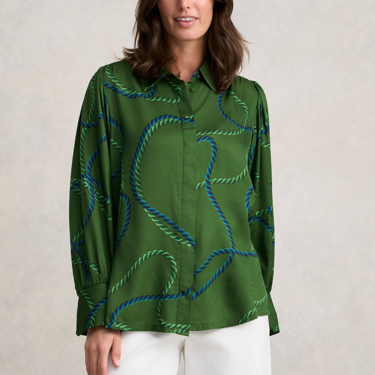 Blouson Sleeve Printed Shirt - Rope Print – Blue Illusion