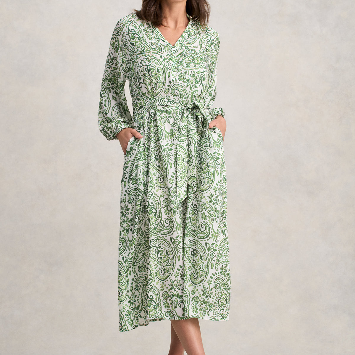 Blouson Sleeve Shift Dress - Green Paisley Print – Blue Illusion