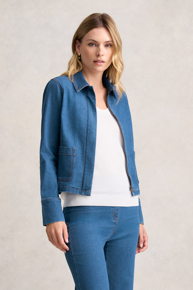 Cropped Denim Jacket - Dark Denim – Blue Illusion