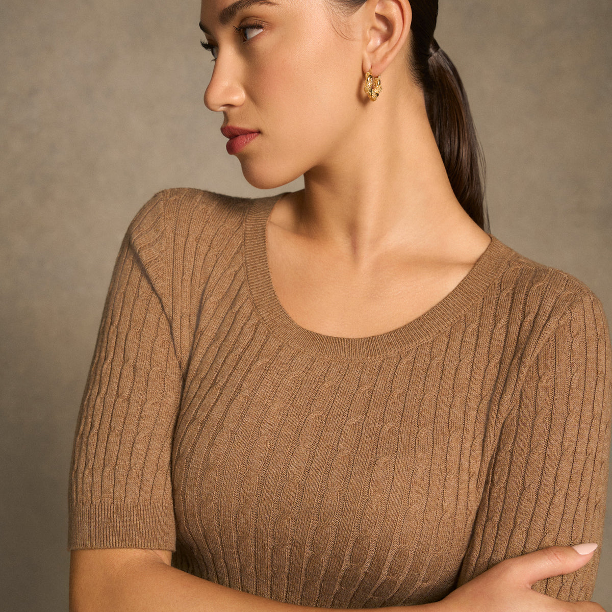 Cable Knit Tee - Praline – Blue Illusion