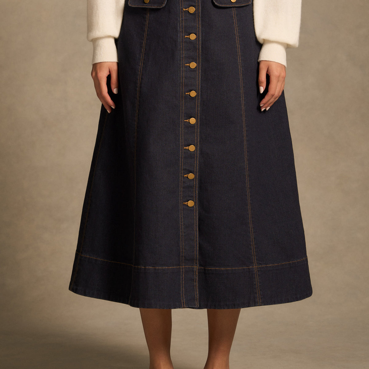 Button Front Denim Skirt - Dark Denim – Blue Illusion