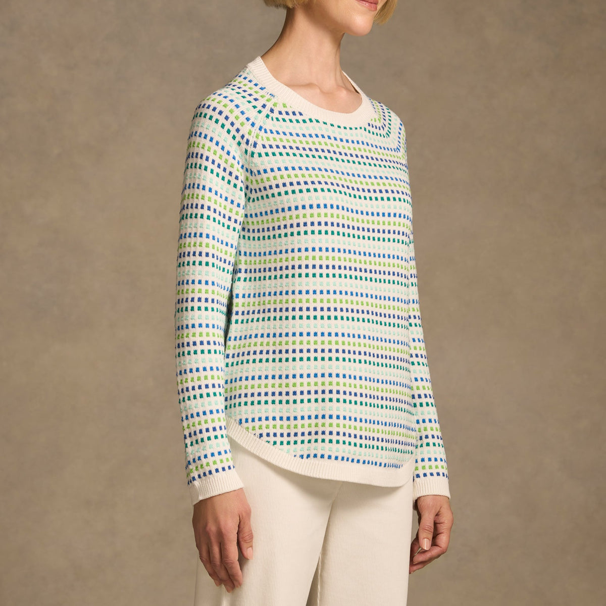 Jacquard Cotton Jumper - Multi-Colour Dot – Blue Illusion