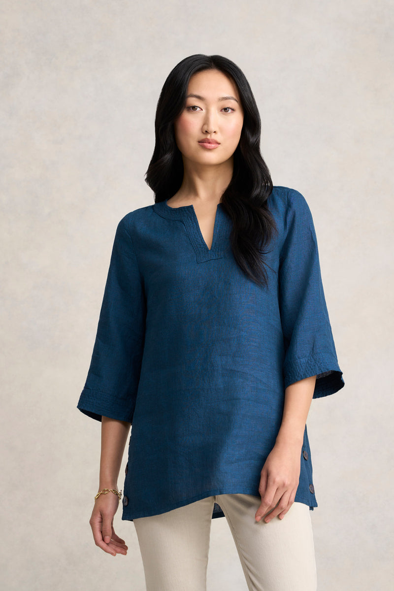 Linen Tunic - Navy Delave – Blue Illusion