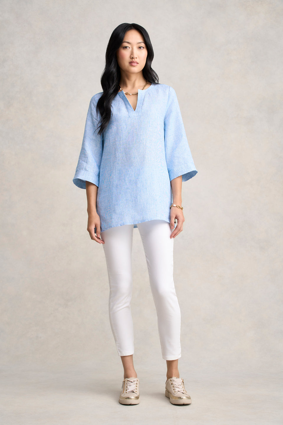 Linen Tunic - Chambray Cross Dye – Blue Illusion