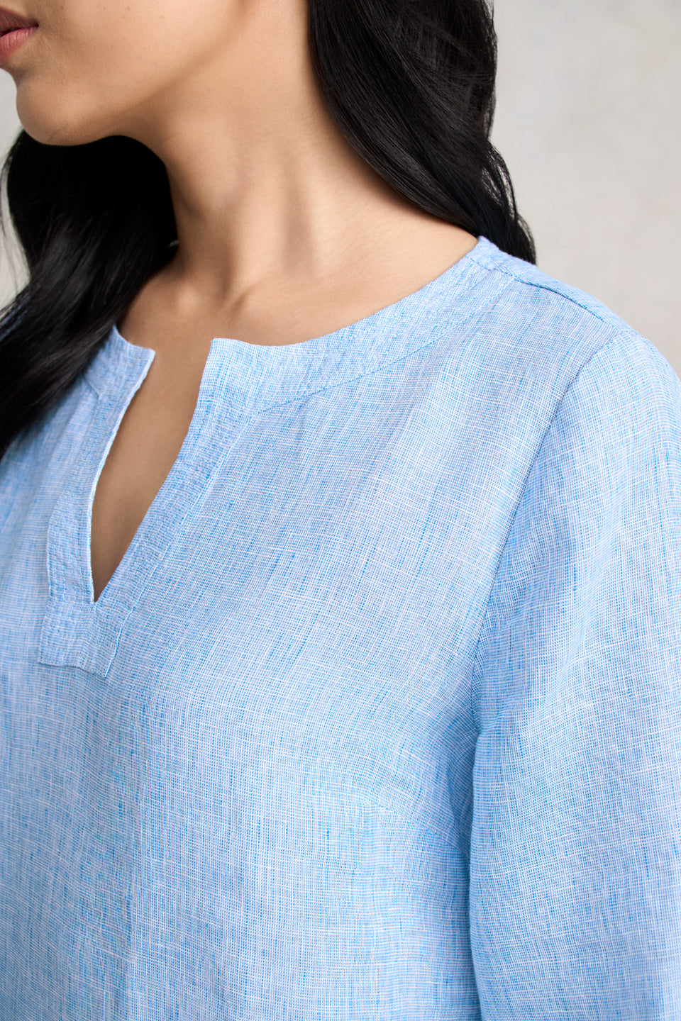 Linen Tunic - Chambray Cross Dye – Blue Illusion