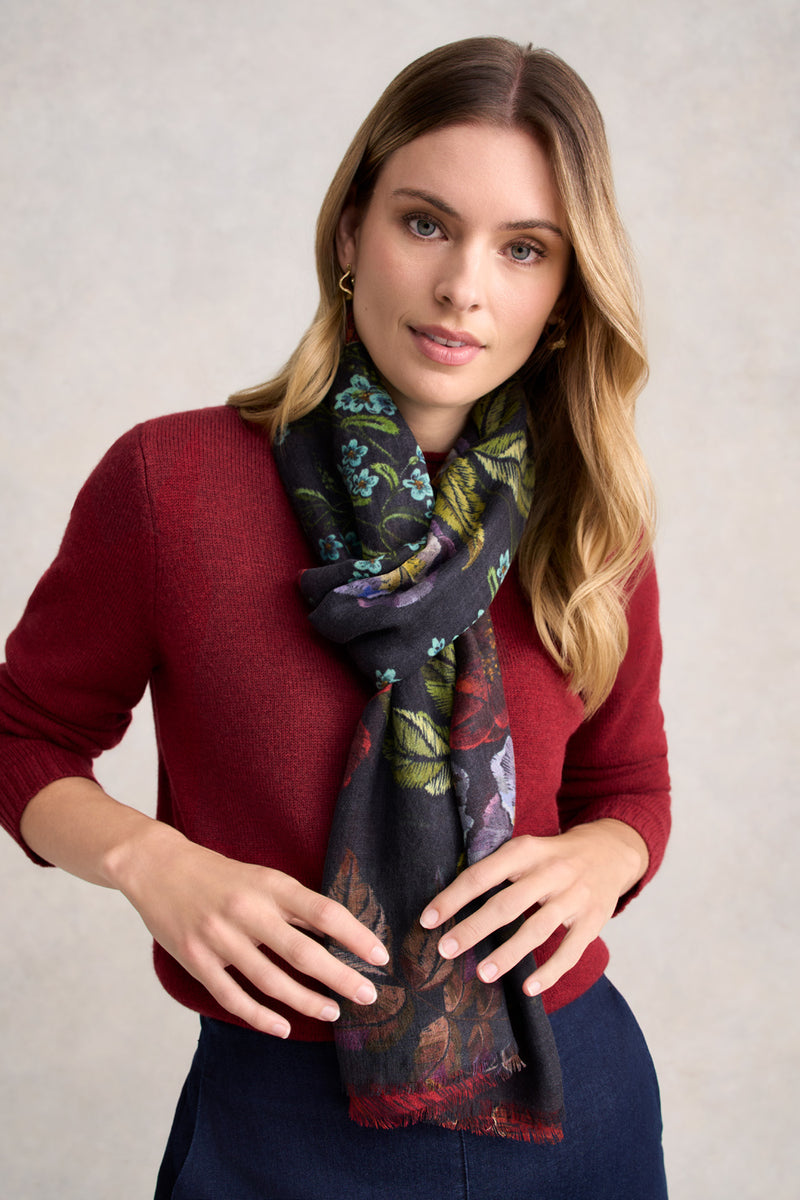 Midnight Floral Gardens Scarf - Multicolour – Blue Illusion