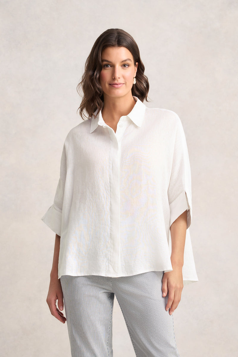 Relaxed Light Weight Shirt – White – Blue Illusion
