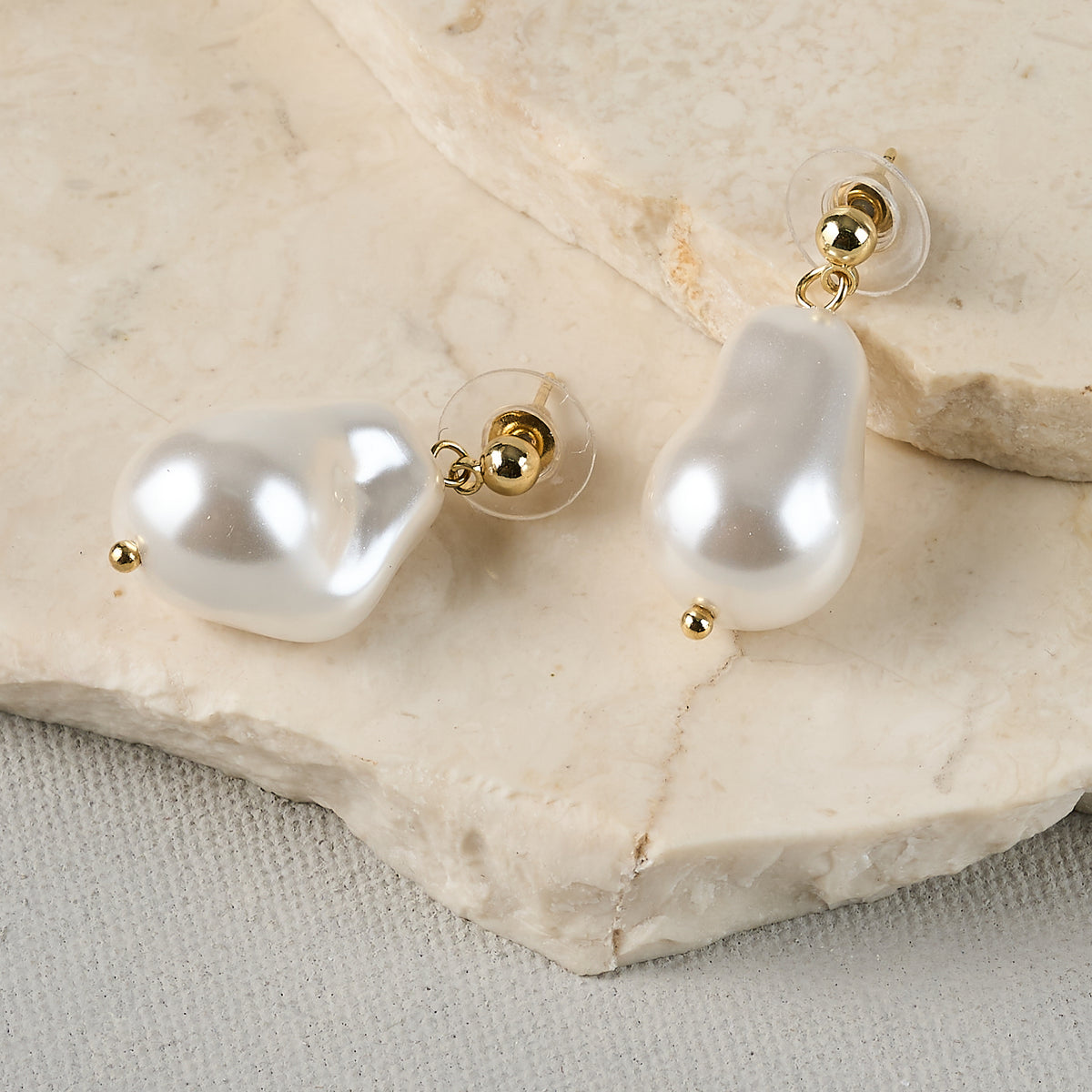 Baroque Pearl Studs – Cream – Blue Illusion