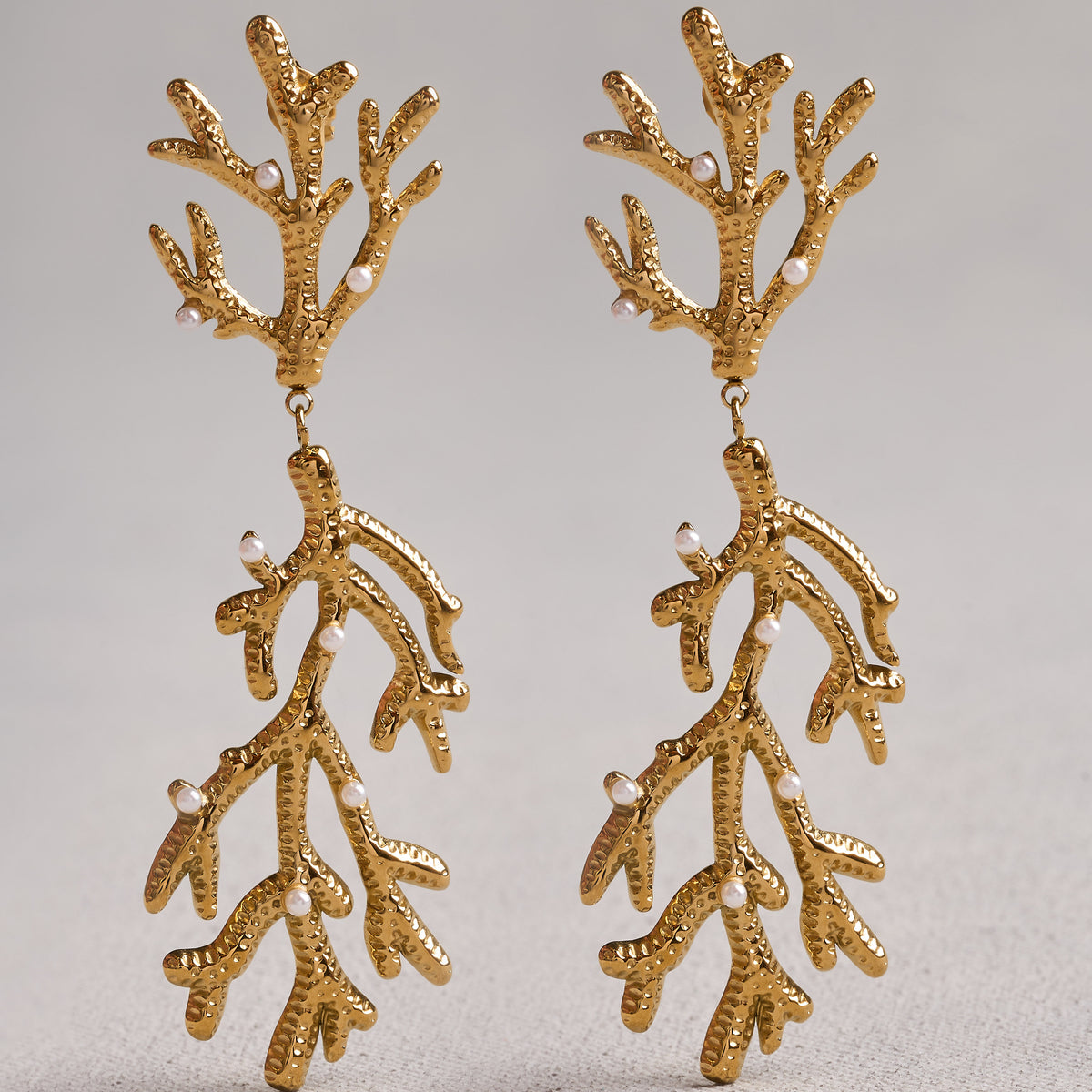 Coral Statement Earrings - Gold – Blue Illusion