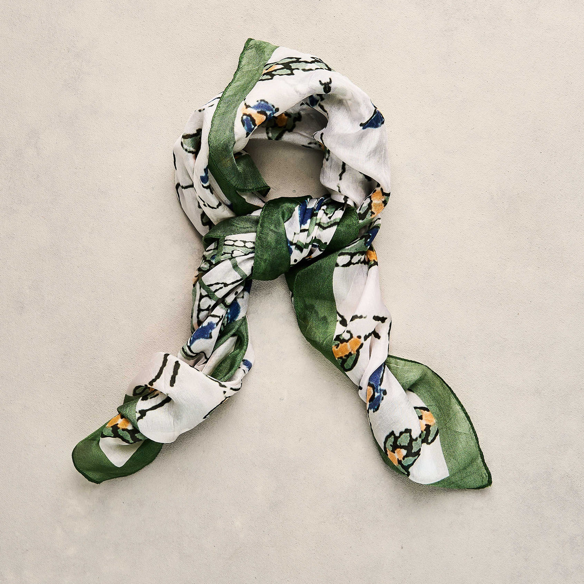 Leaf Print Square Scarf - Green – Blue Illusion