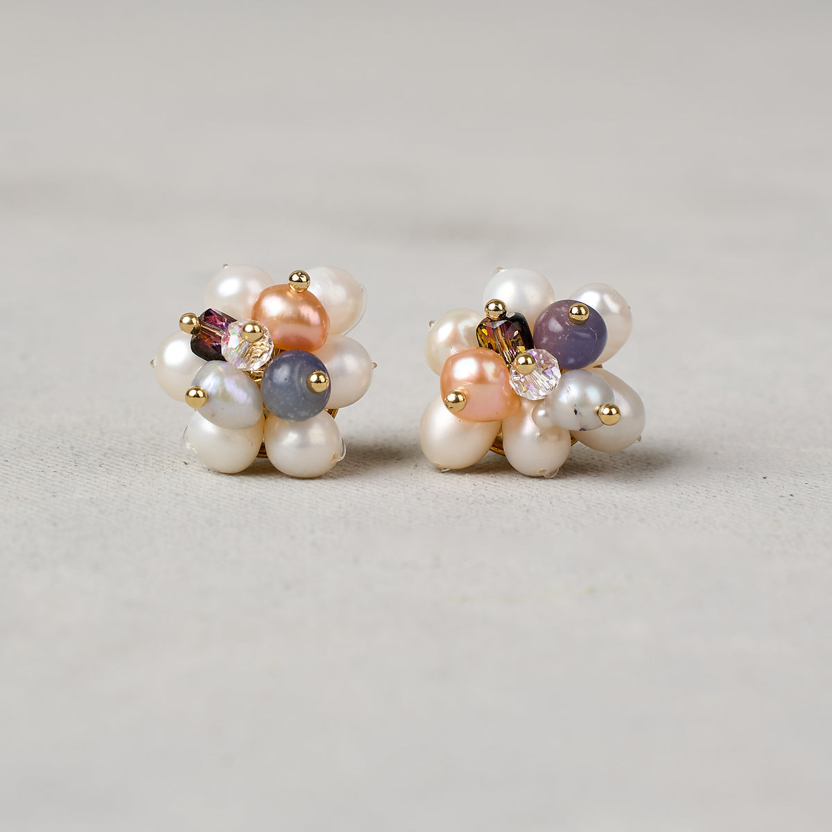 Pearl Cluster Studs - Gold – Blue Illusion
