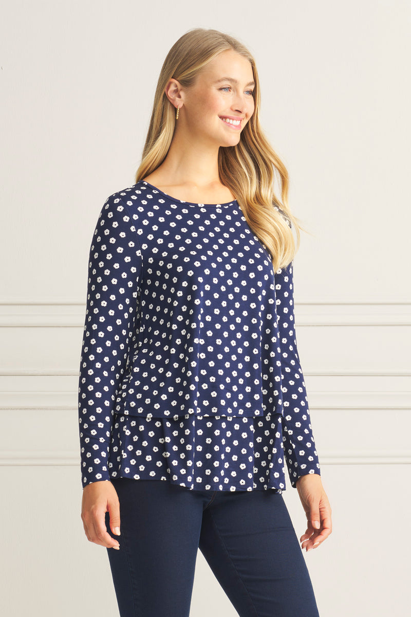 Long Sleeve Layered Tee – Blue Illusion