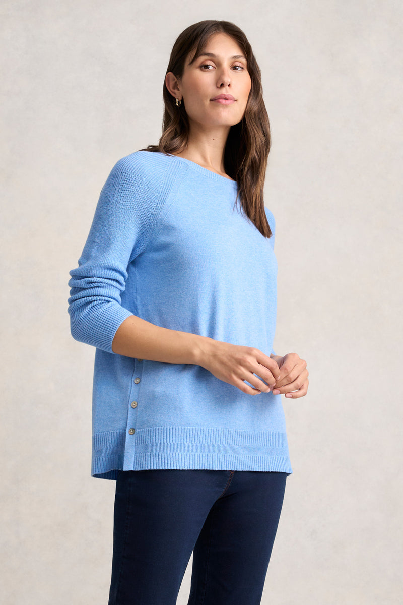 Buton Side Detail Jumper - Bluebell Marle – Blue Illusion