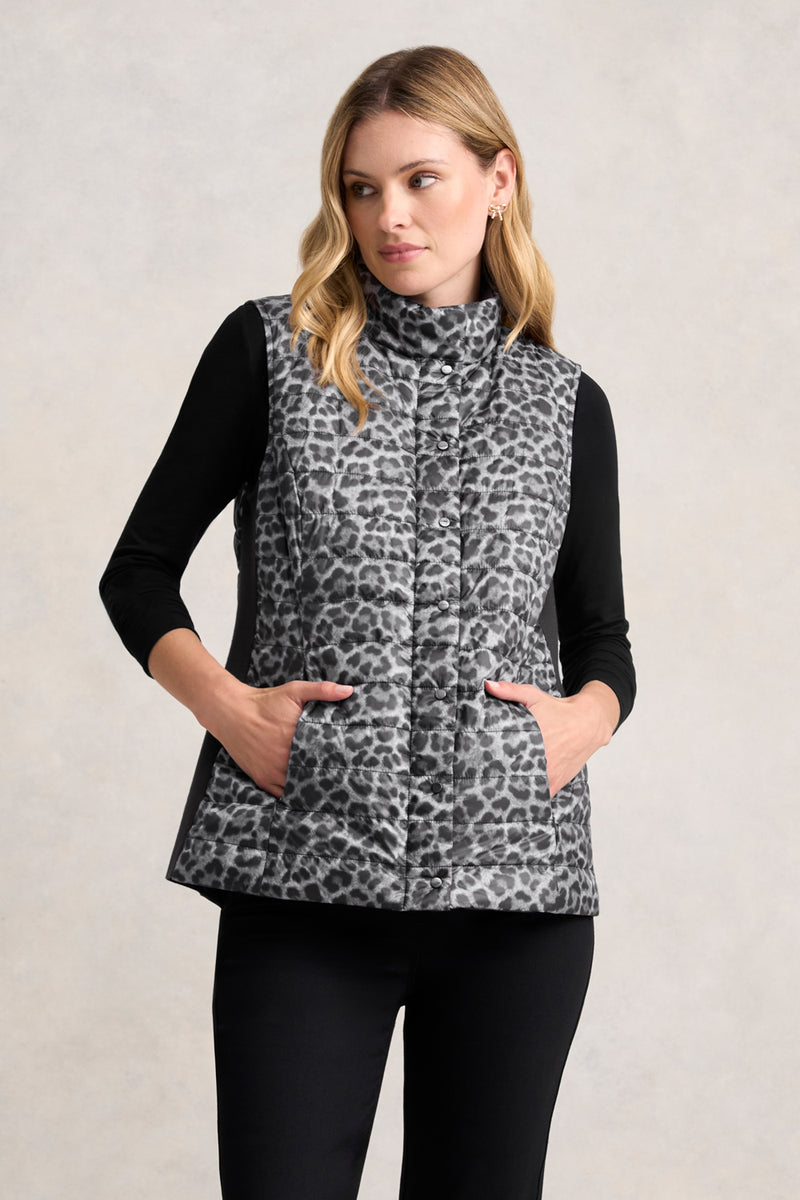 Reversible Puffer Vest - Black Leopard – Blue Illusion